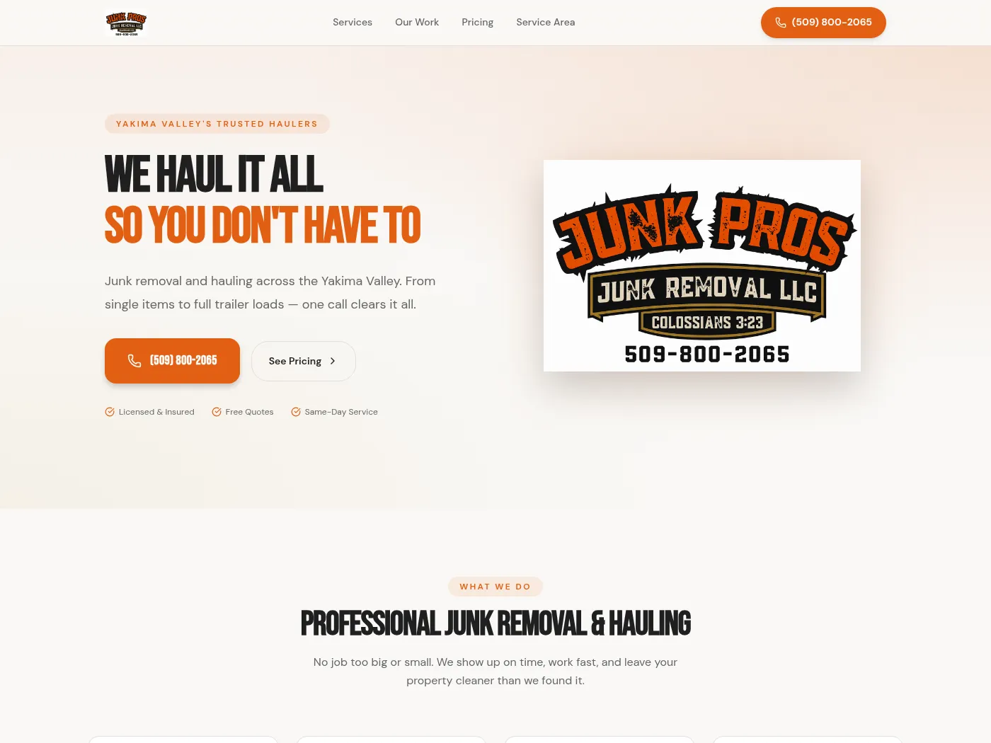 Junk Pros Landing Page
