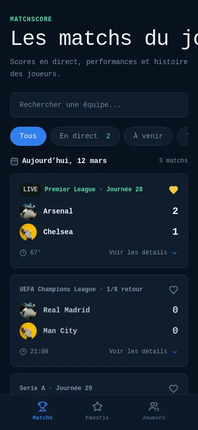 MatchScore Tracker