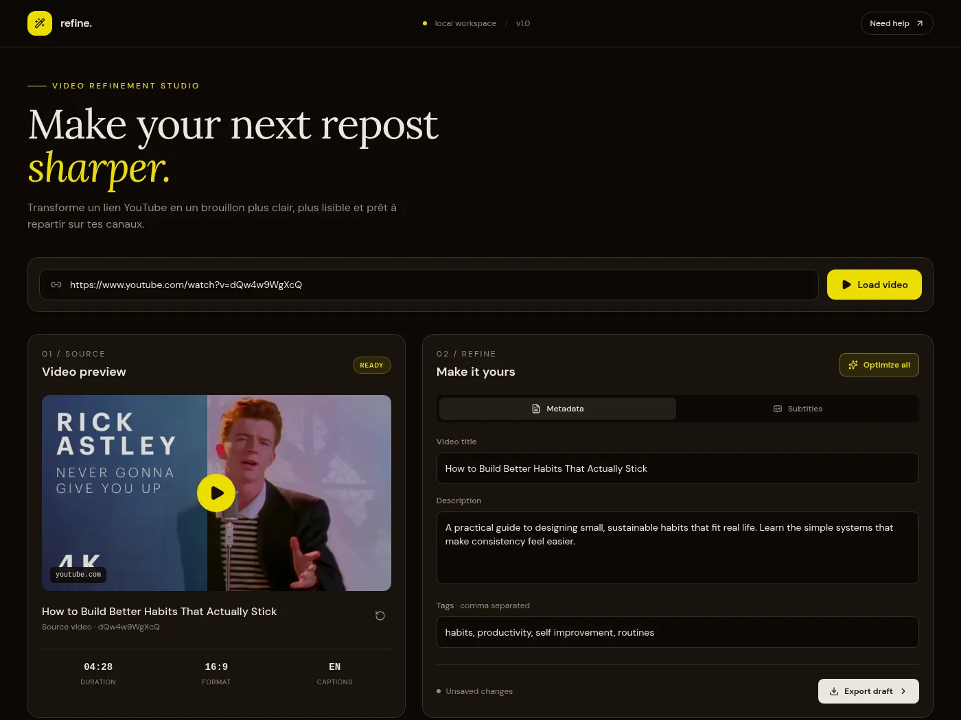 YouTube Video Refiner