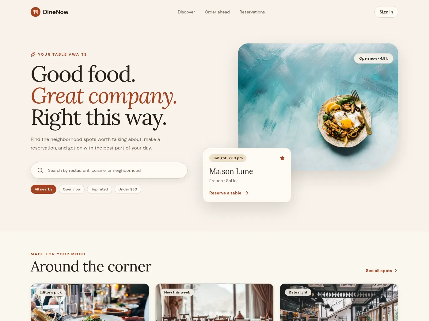 DineNow Restaurant Web