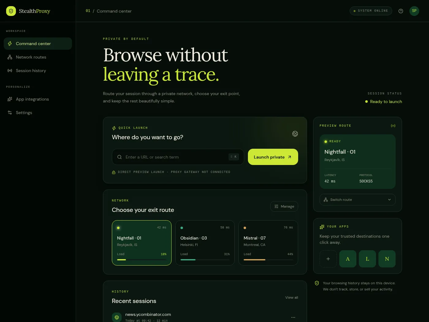 StealthProxy Dashboard