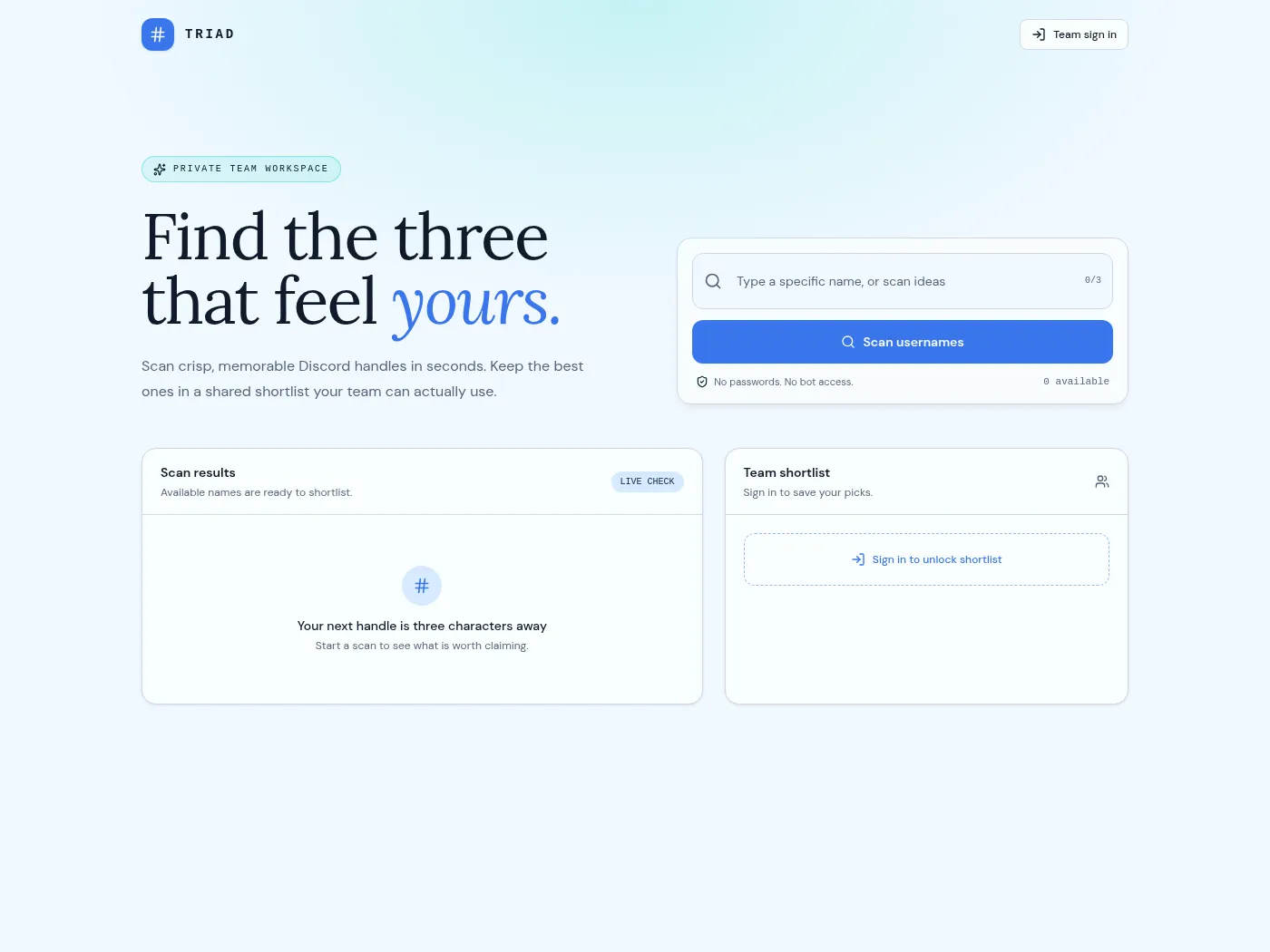 Discord 3-Letter Finder