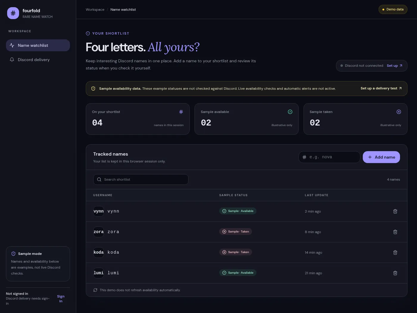 Discord 4-Letter Checker
