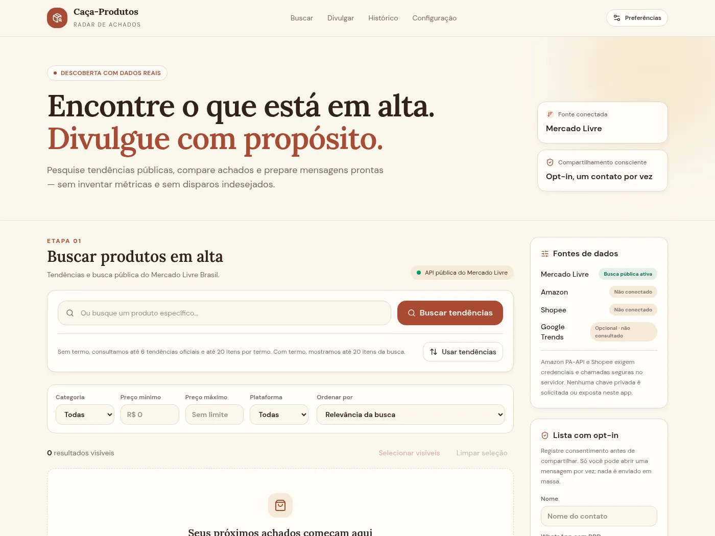 Caça-Produtos Trends Finder