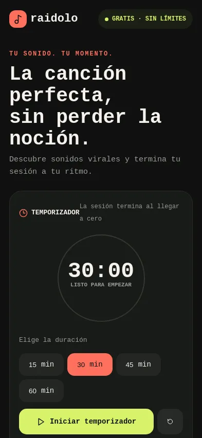 Raidolo Music Timer