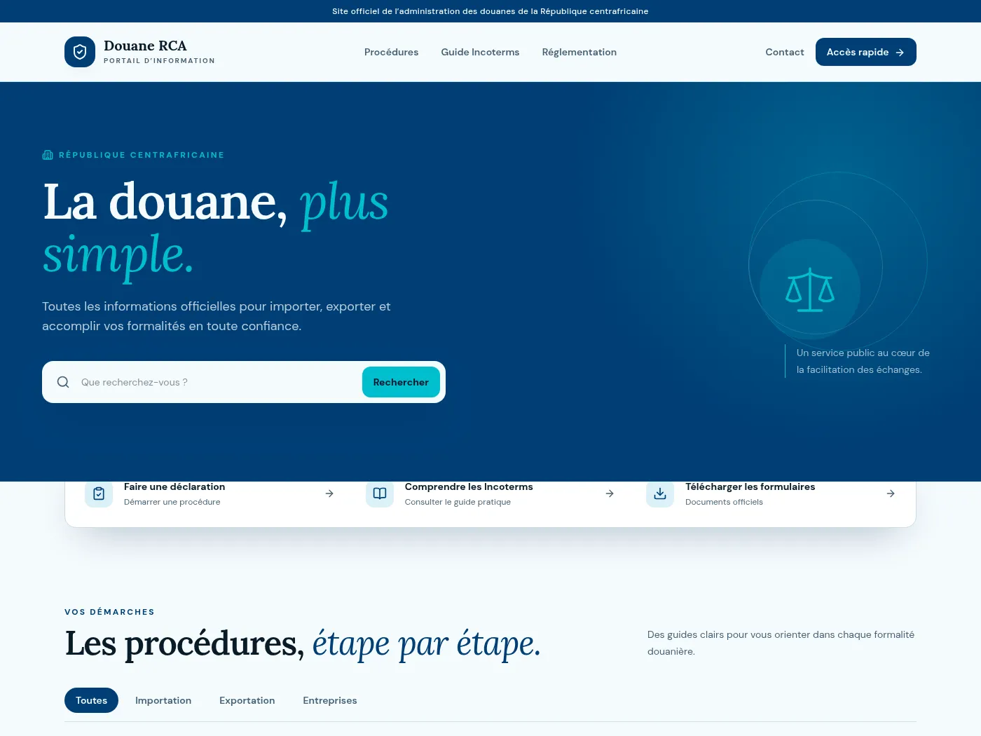 Douane RCA Portal