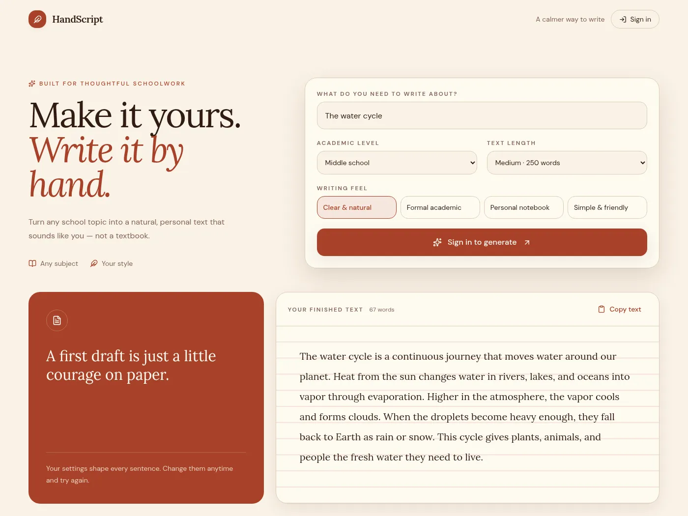 HandScript AI Generator