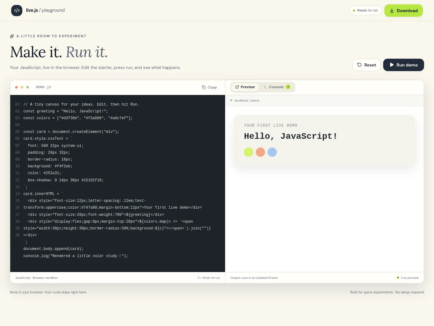 Live JavaScript Demo