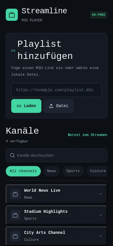M3U Stream Player