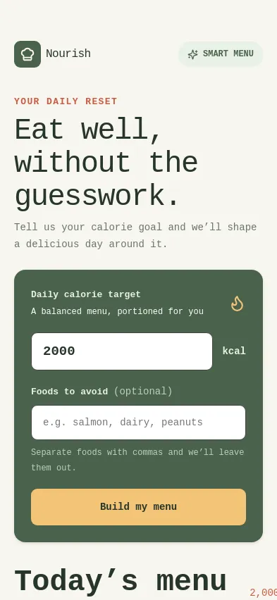 Calorie Menu Maker