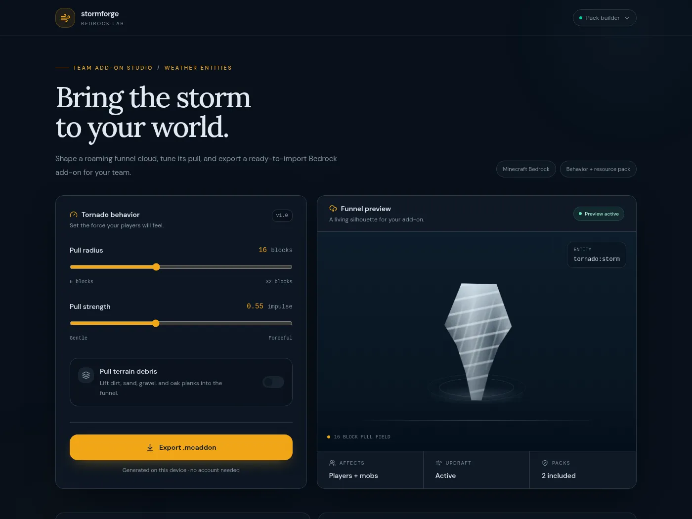 Tornado Entity Add-On