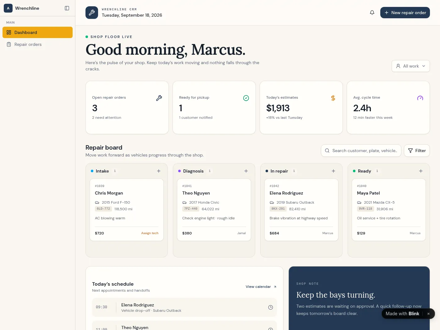 Auto Repair CRM