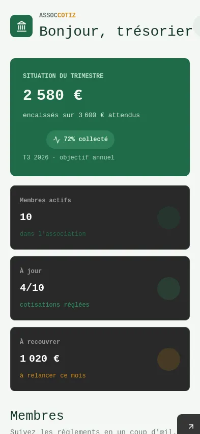 AssocCotiz Mobile Manager