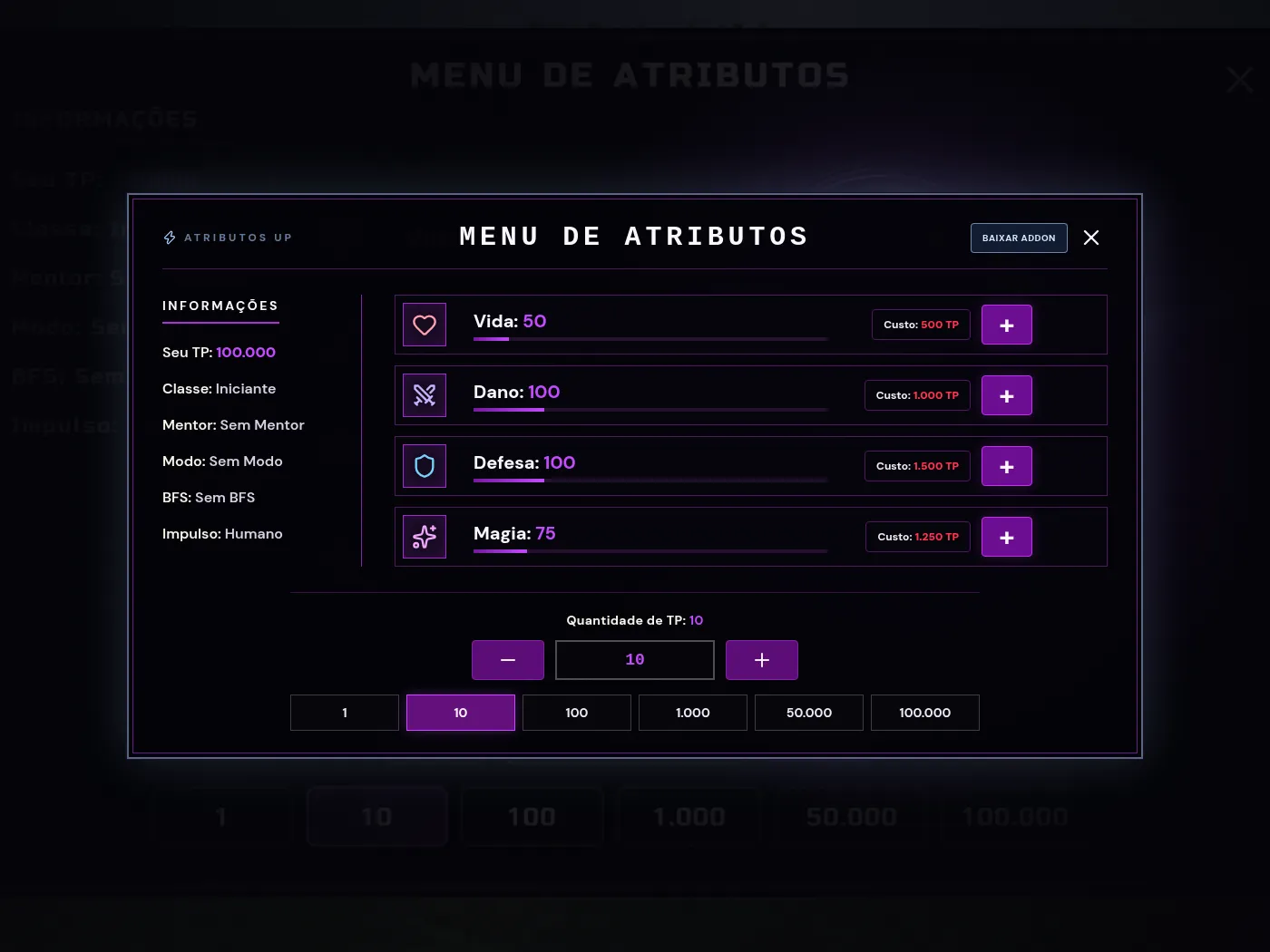 Atributos Up Addon