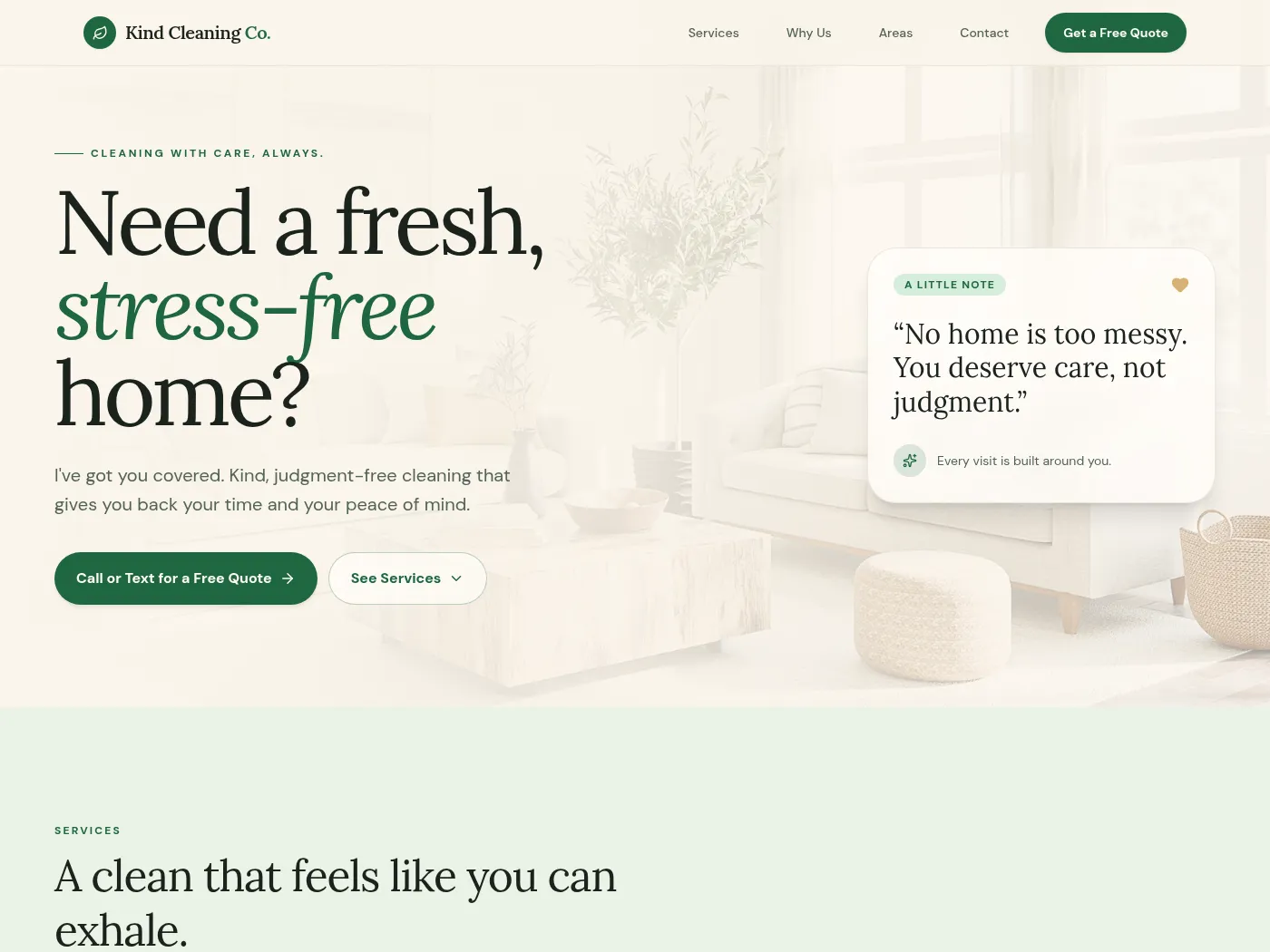 Kind Cleaning Co. Website