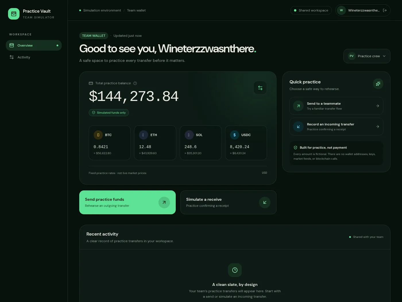 Team Crypto Wallet Sim
