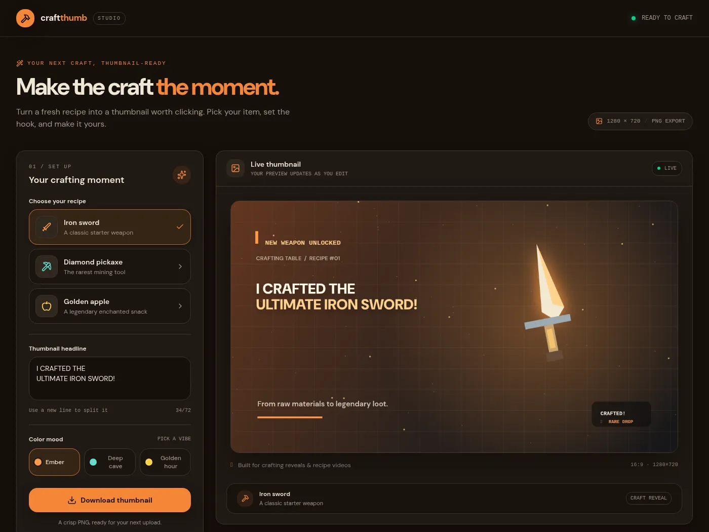 Crafting Thumbnail Generator