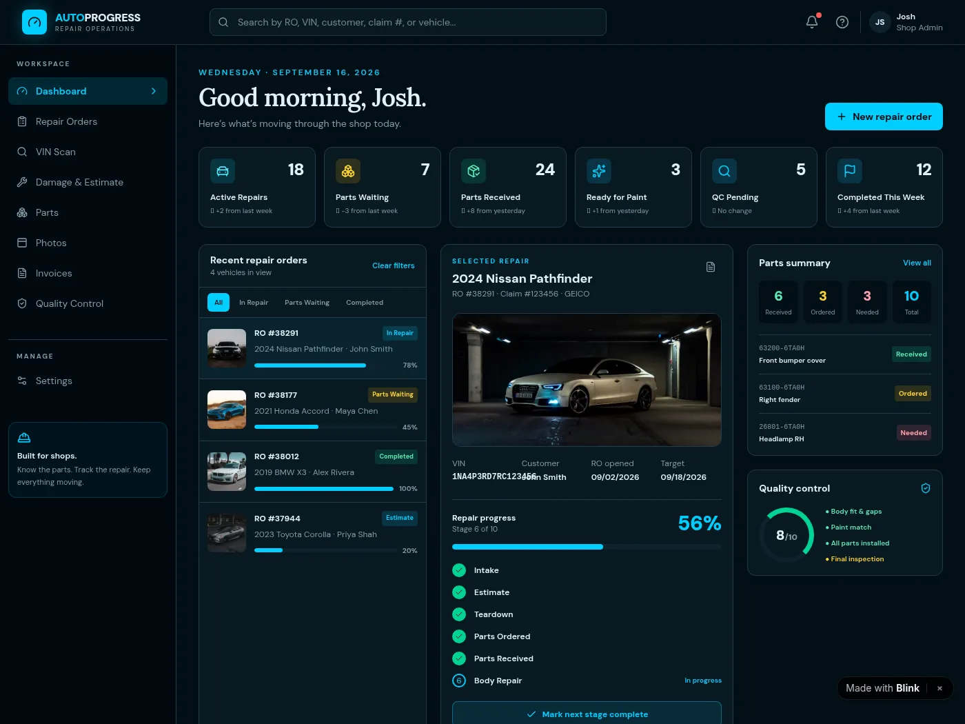 Auto Body Repair Tracker