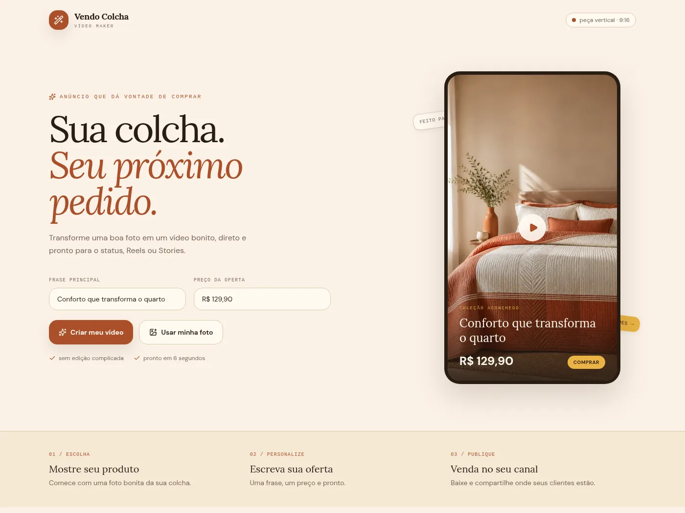Vendo Colcha Vídeo Maker