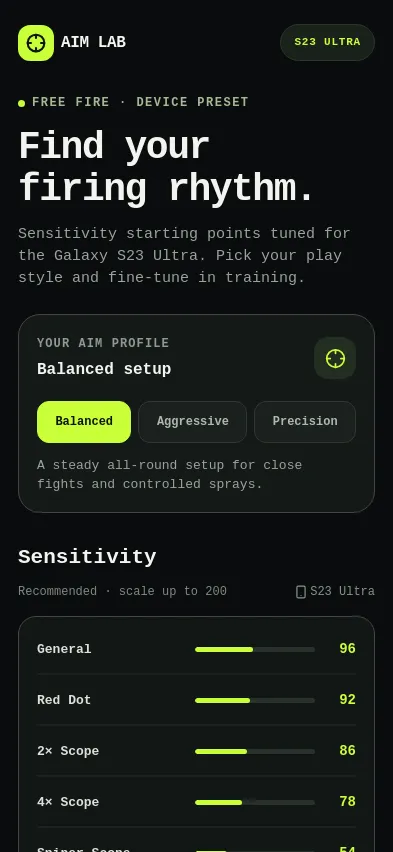 S23 Ultra Sensitivity Finder