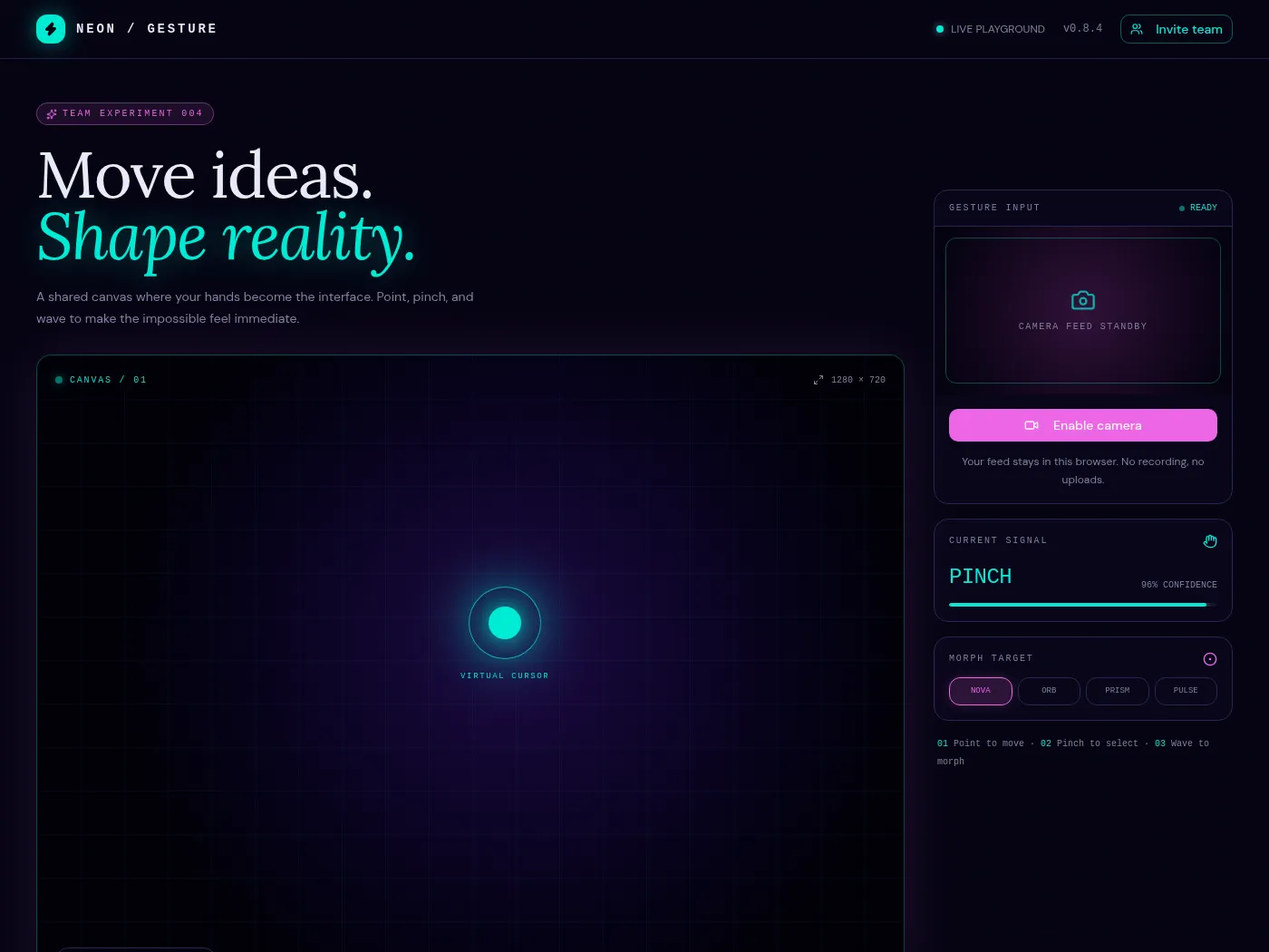 Neon Gesture Playground