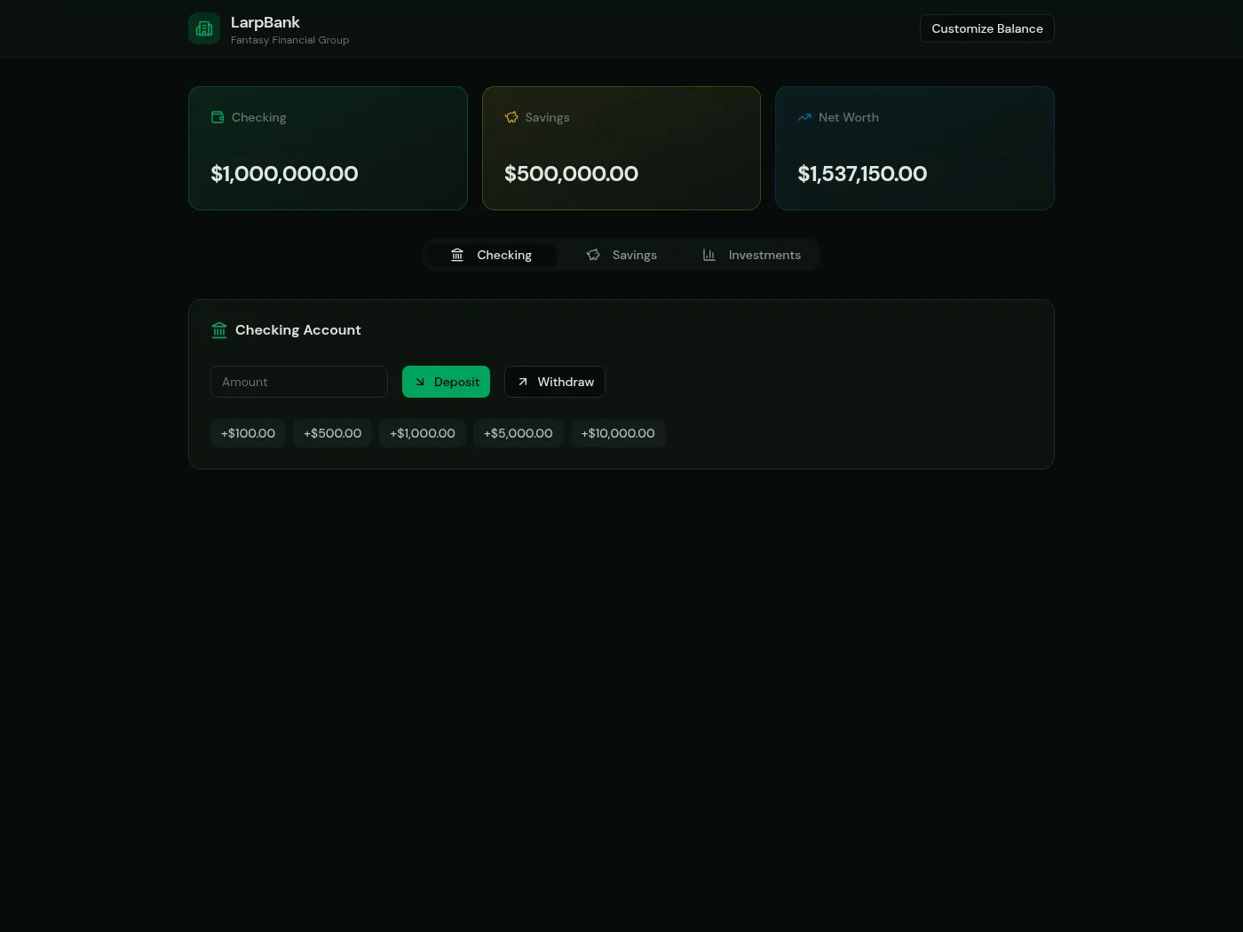 LarpBank Simulator