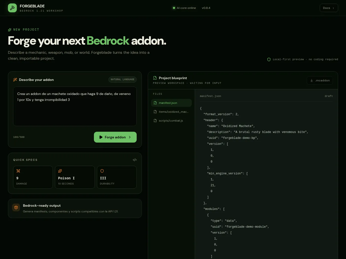 Bedrock AI Addon Maker