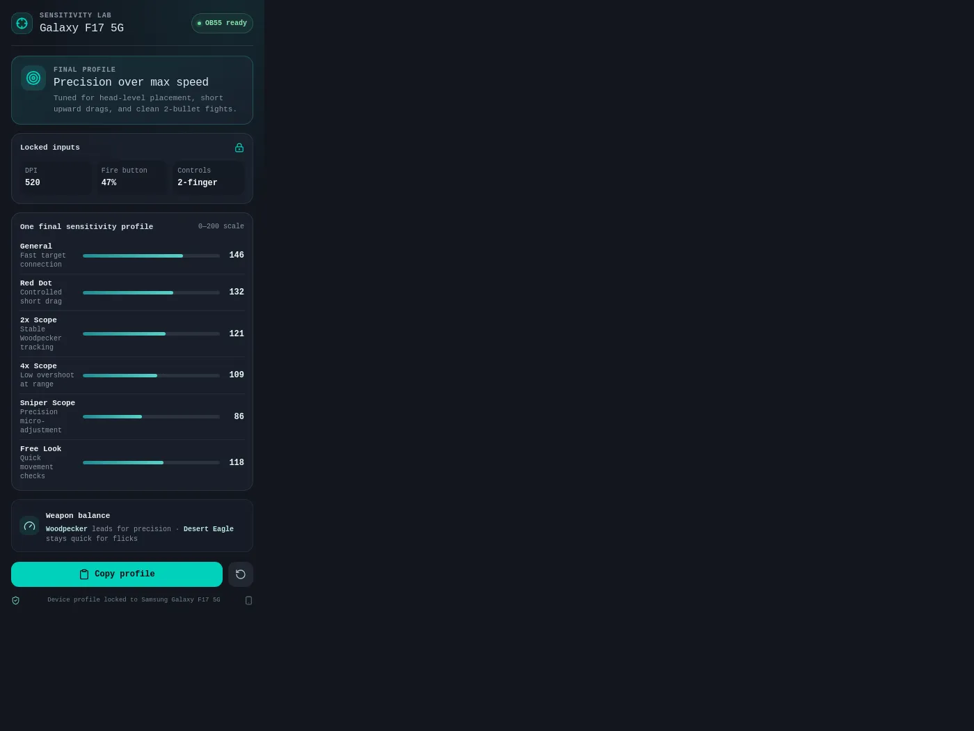 Galaxy F17 5G Game Sens Pro