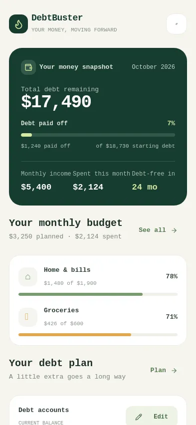 DebtBuster Budget App