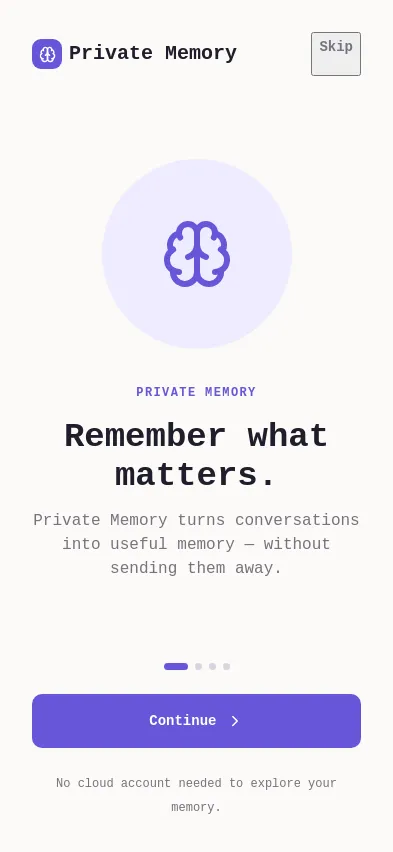 Private Memory AI App