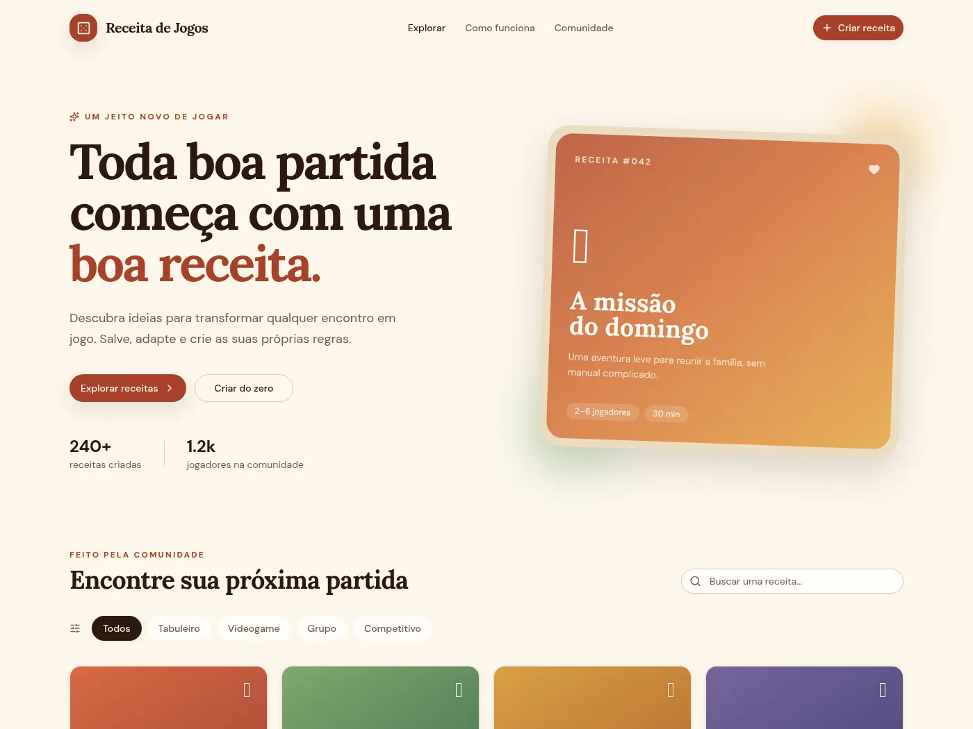 Receita de Jogos App