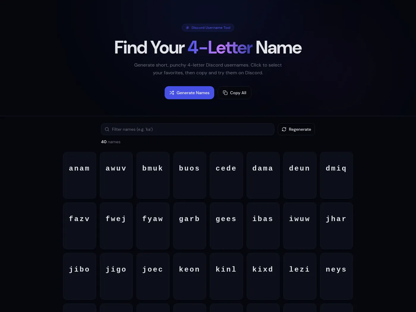 Discord Name Finder