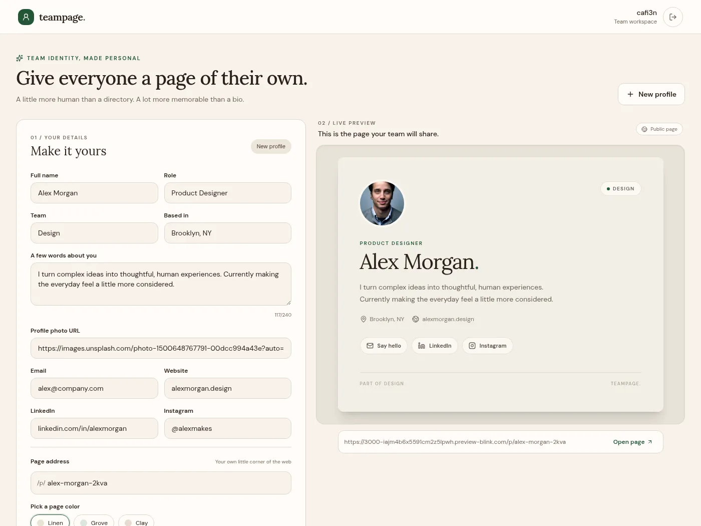 TeamPage Builder