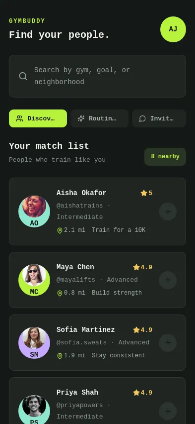 GymBuddy Social App