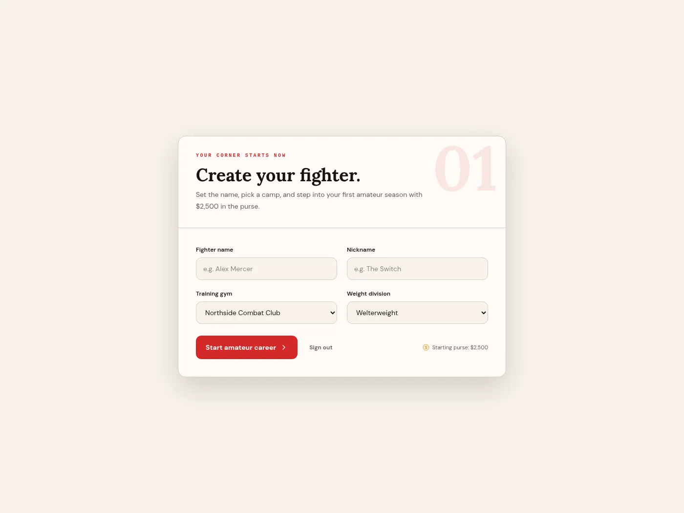 MMA Fighter Career Sim