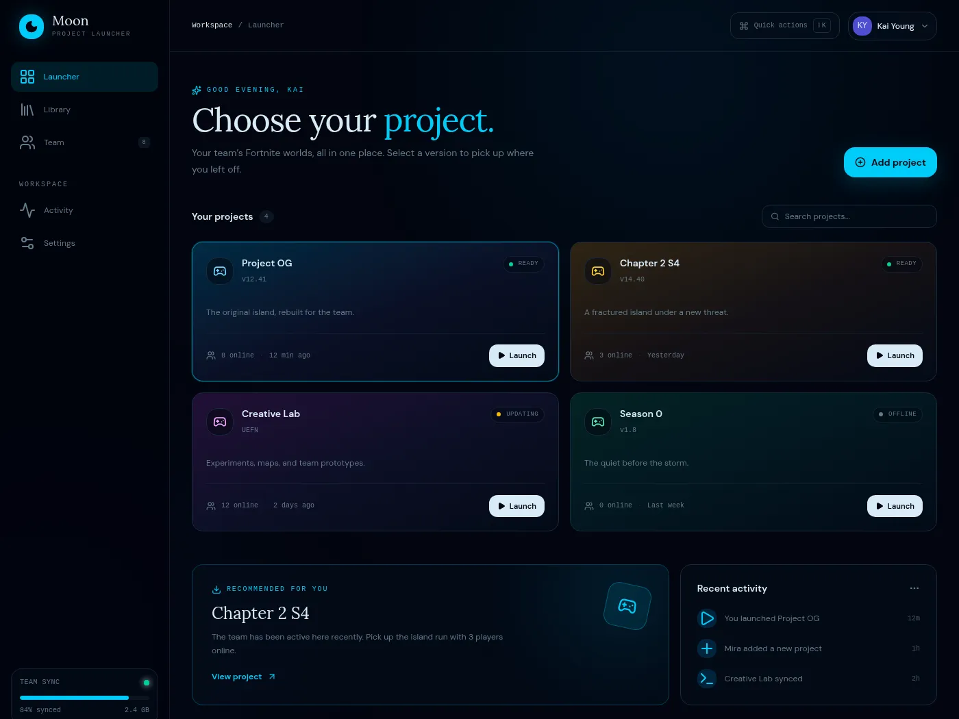 Moon Project Launcher