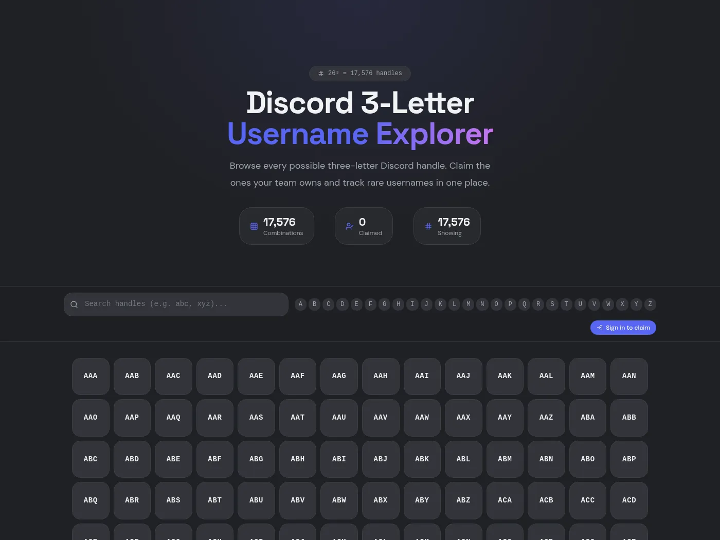 Discord 3-Letter Explorer
