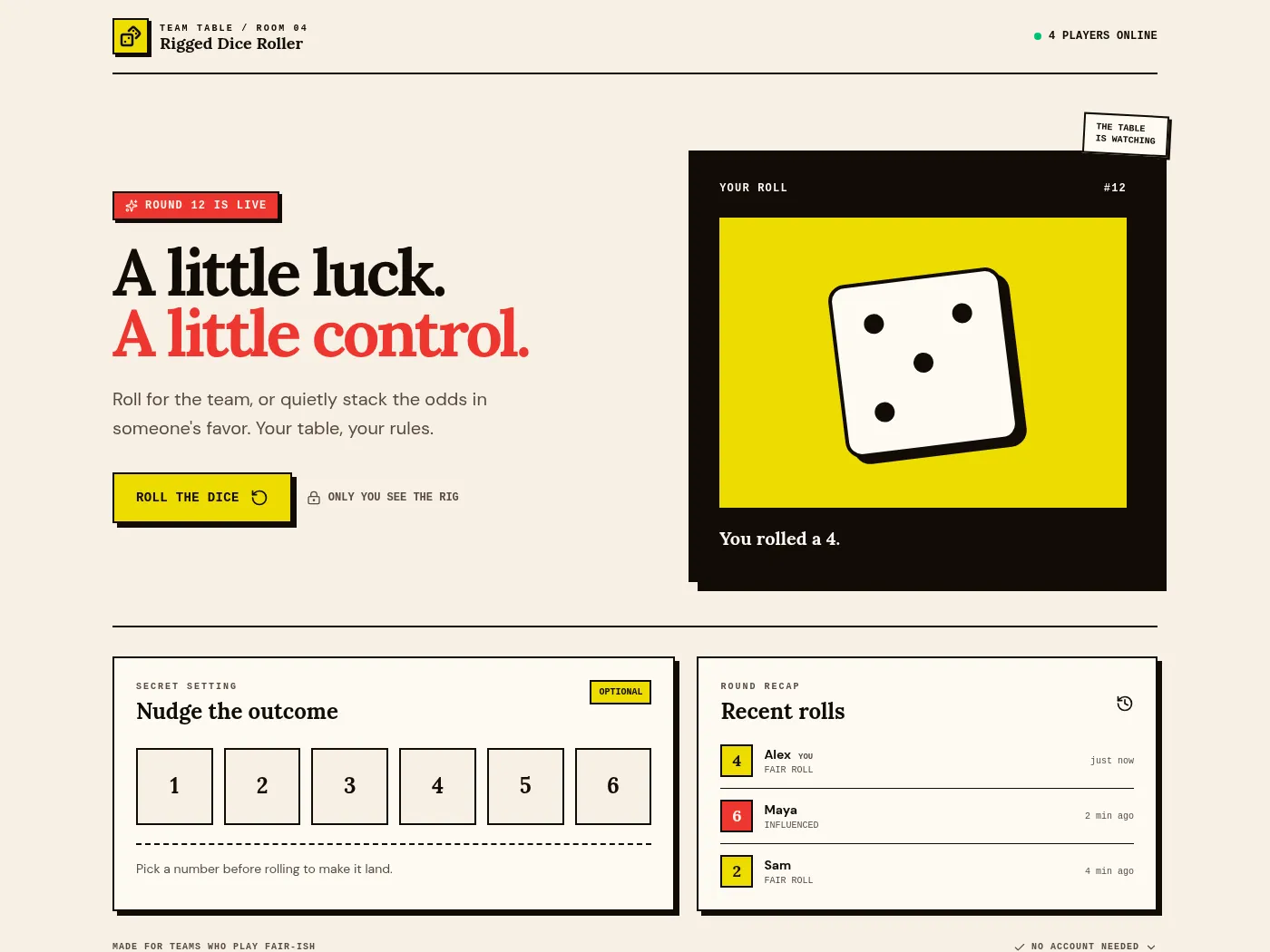 Rigged Dice Roller