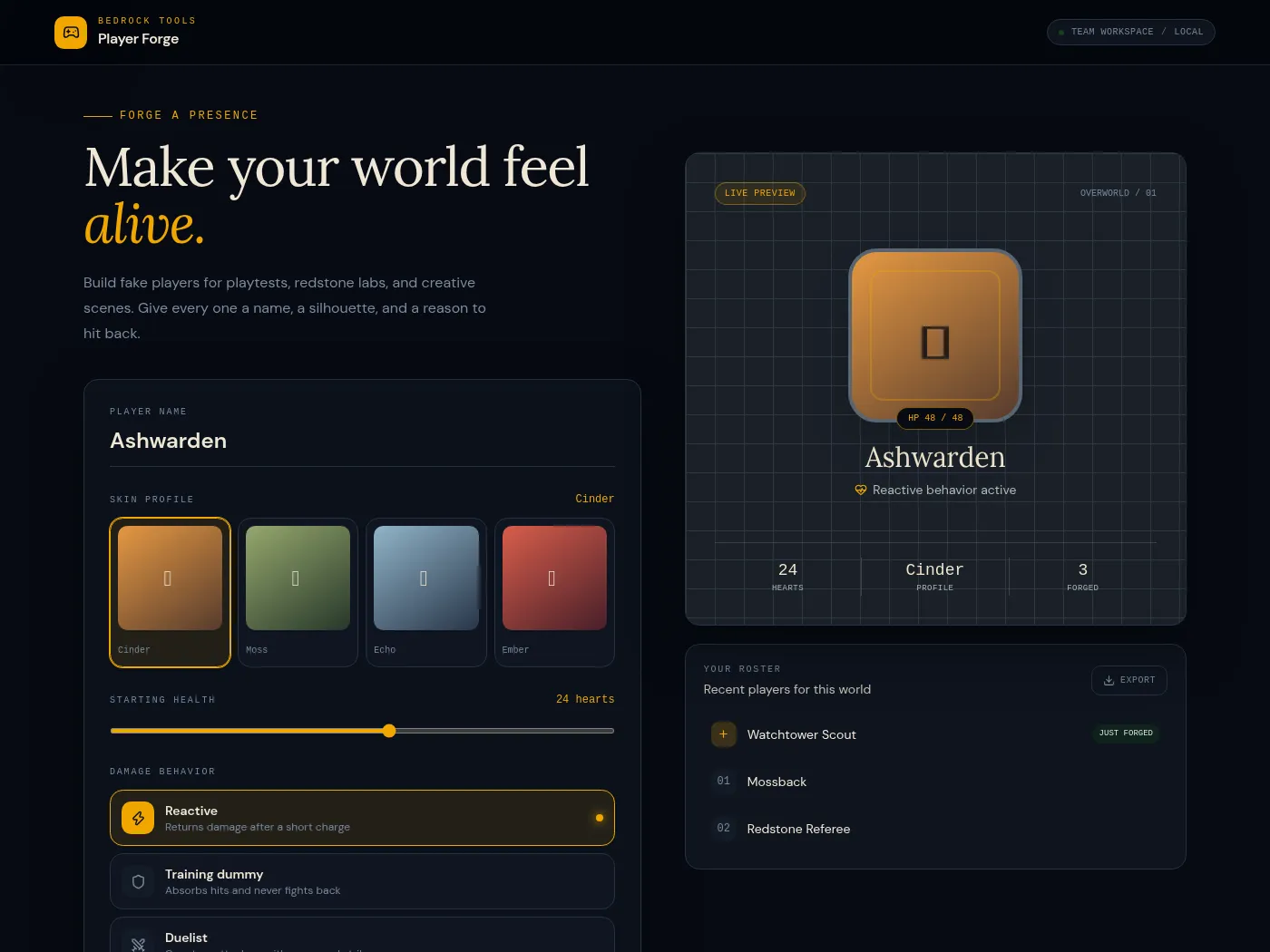 Bedrock Player Forge
