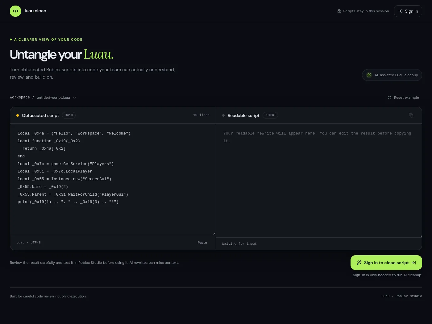 Luau Script Cleaner