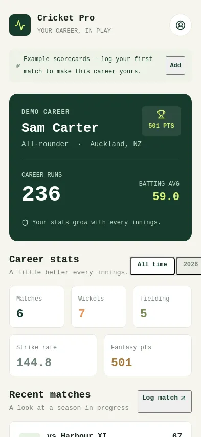 Cricket Pro Journal