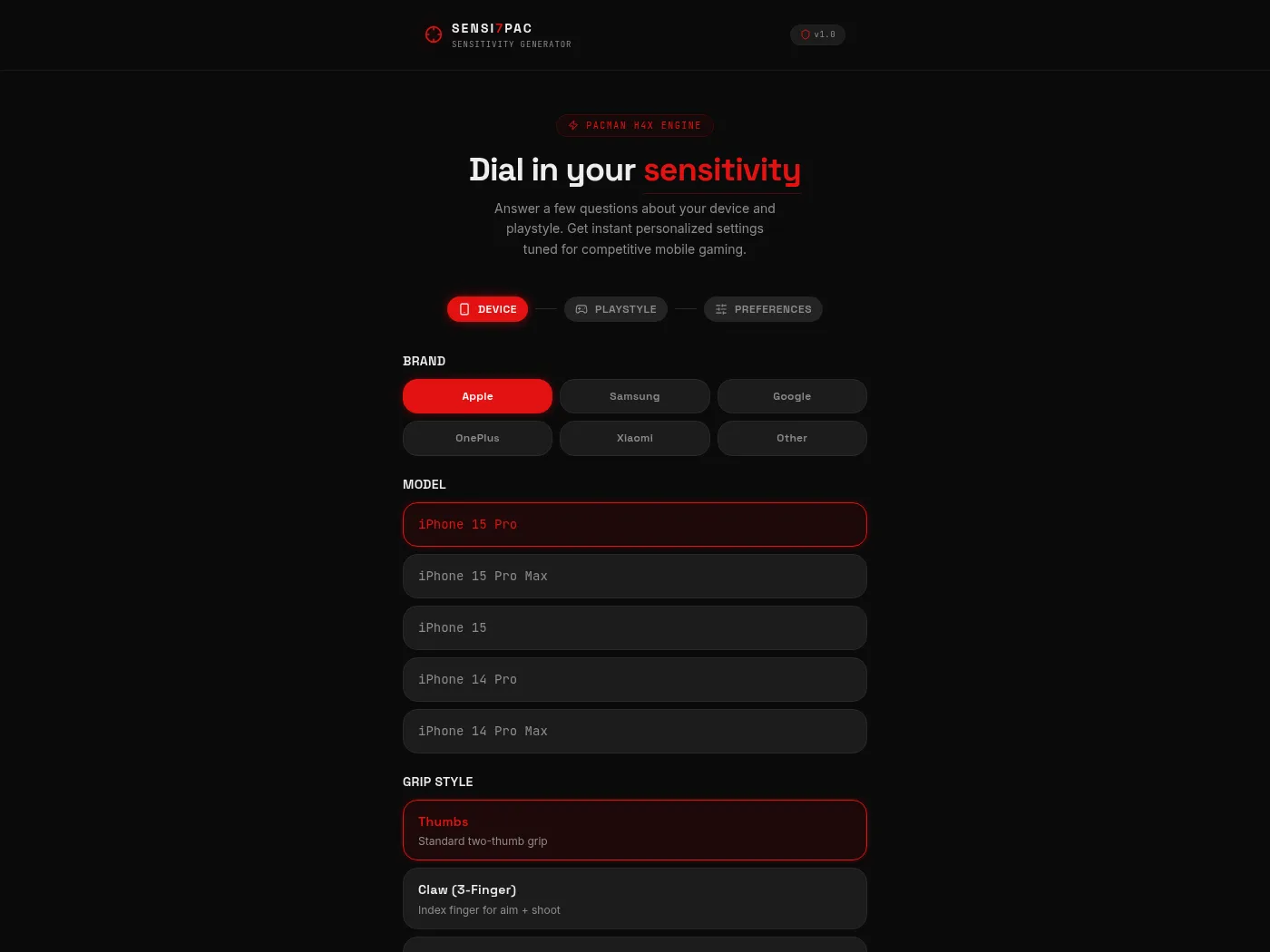 SENSI7PAC Sensitivity Generator
