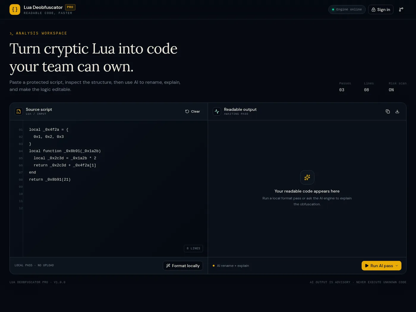 Lua Deobfuscator Pro