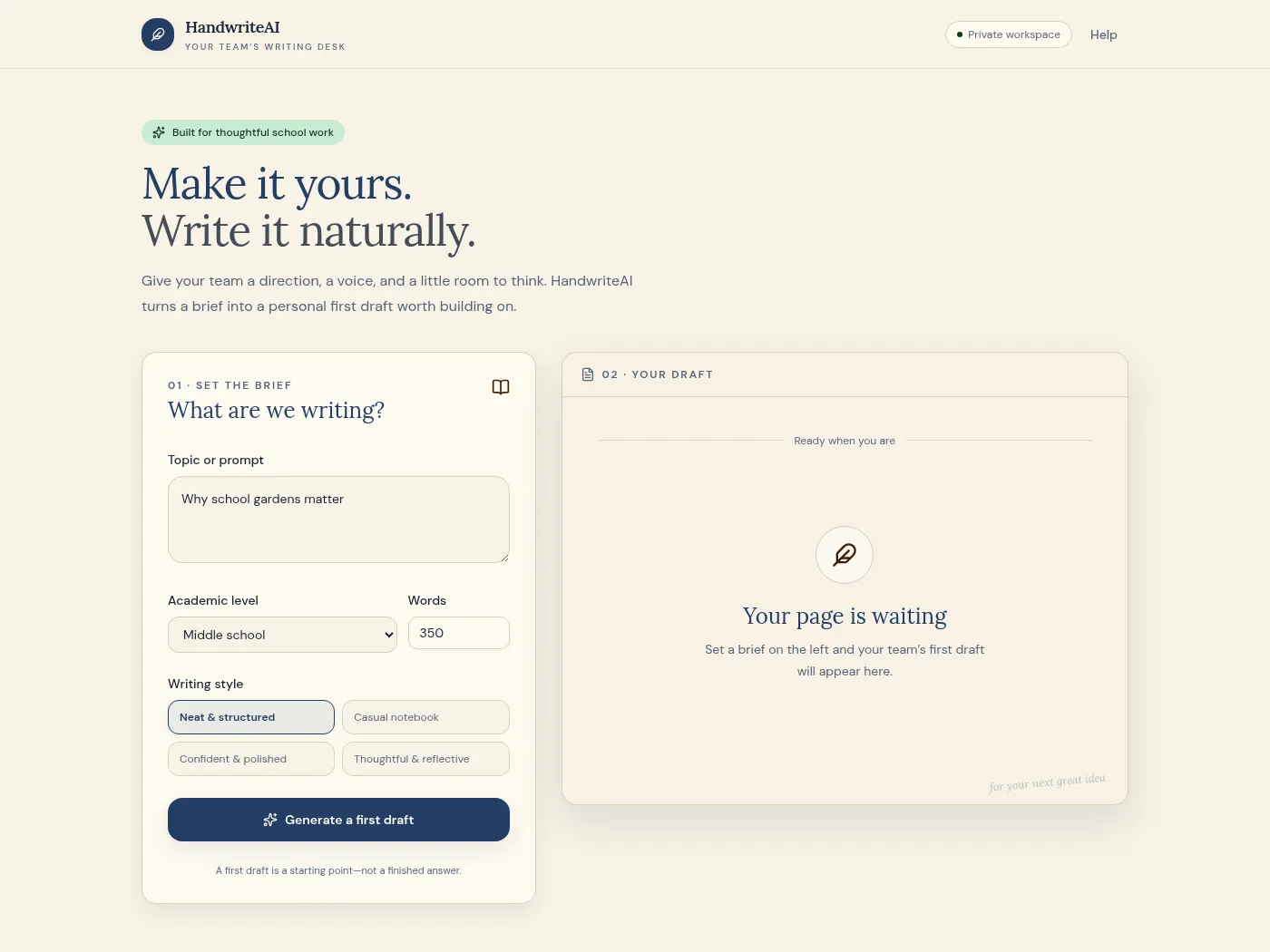 HandwriteAI Generator