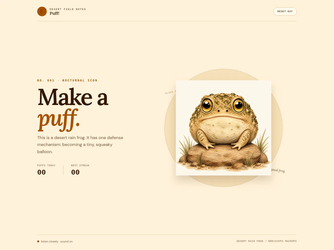 Desert Rain Frog Clicker