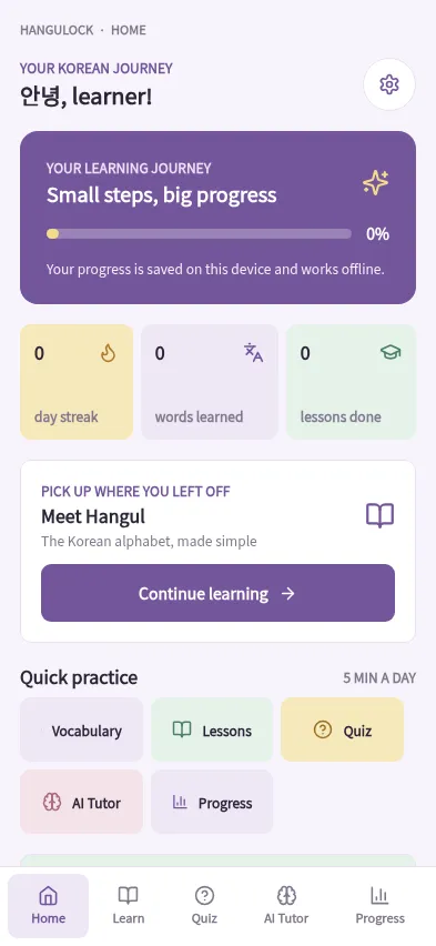 HanguLock Korean Learner