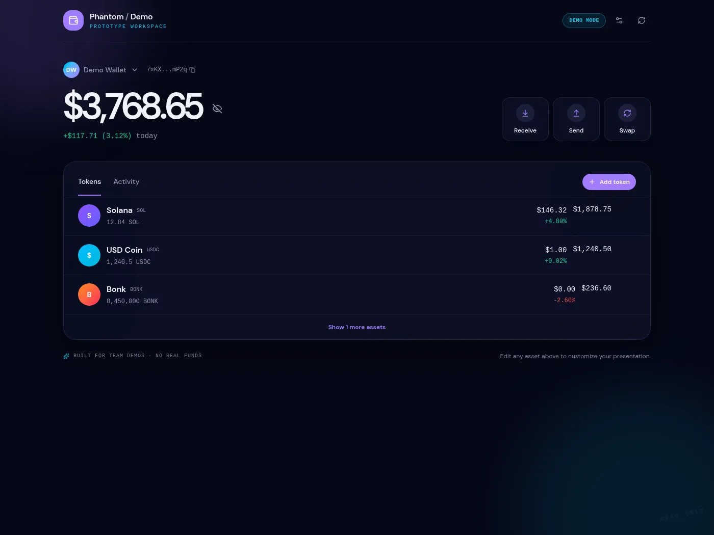 Phantom Wallet Demo UI