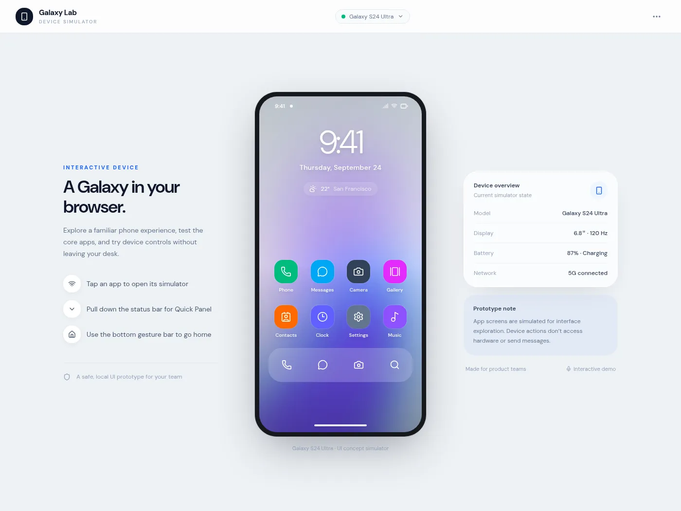 Samsung Phone Simulator