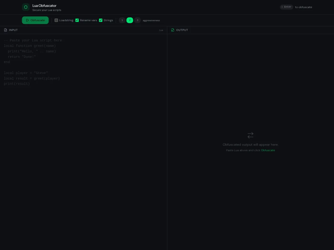 Lua Obfuscation Web Tool