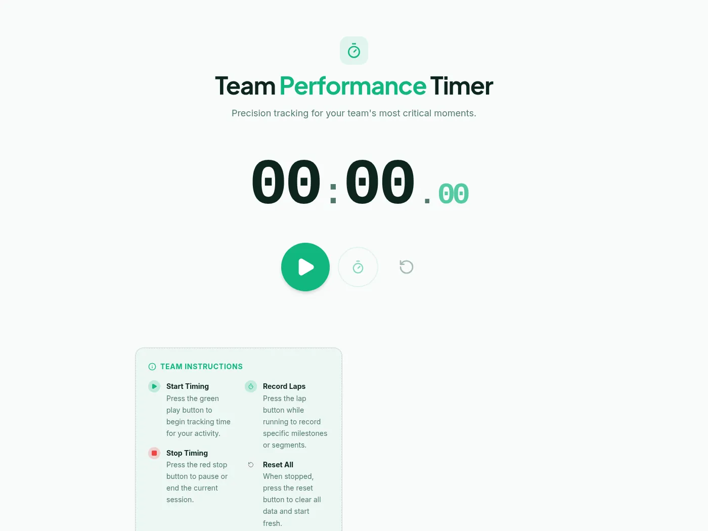 Team Stopwatch Web App